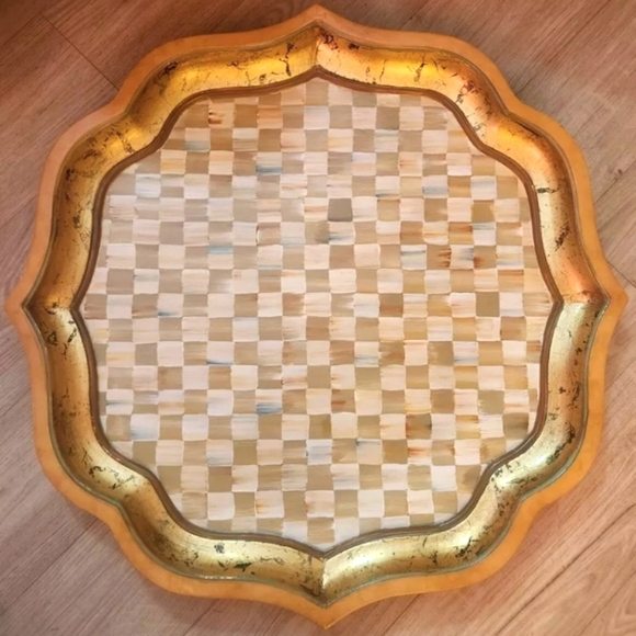 MacKenzie-Childs | Kitchen | Parchment Check Handpainted Serving Tray ...